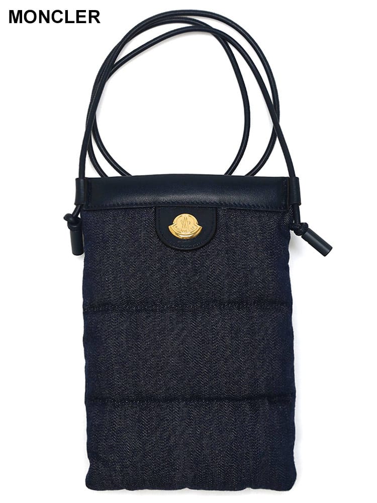 MONCLER (モンクレール) デニム地 キルティング フォンケース バッグ PUFFY PHONE CASE MCL - バッグ ...