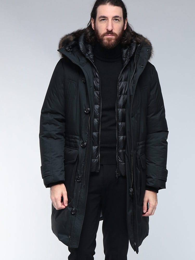 MOORER (ムーレー) ファーフード ボタンジップ ロングダウンコート HELSINKY-ADS MRHELSINK IT48 IT50 IT52 ジャケット/アウター ダウンジャケット ...